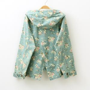 Vintage Roses Hooded Denim Jacket Coat on Luulla